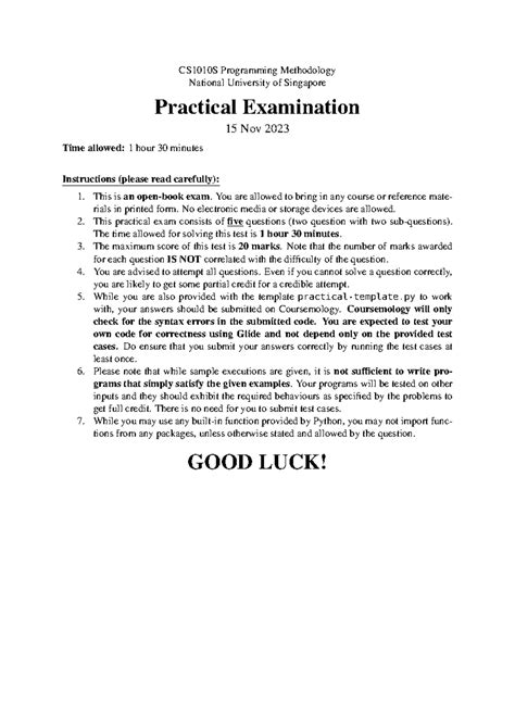 Practical Ay2223 Sem 1 Cs1010s Programming Methodology National