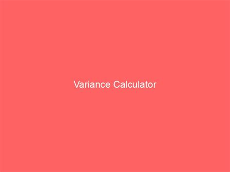 Variance Calculator