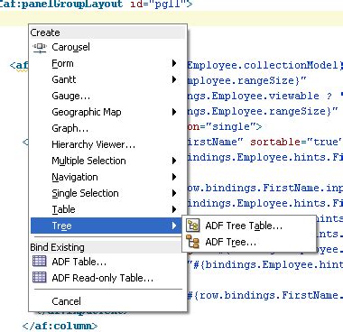 ADF UI ADF Tree Table Component