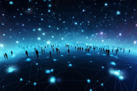 Peer To Peer Network Background In Blue Tones Generative Ai Stock