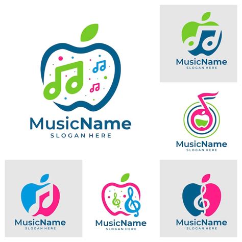 Premium Vector Set Of Apple Music Logo Vector Music Apple Logo Design