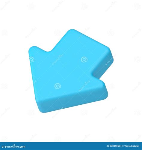 Blue Arrow Down Left Diagonal Cursor Navigation Pointer Isometric