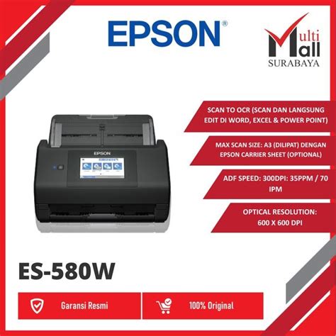 Jual Stok Baru Scanner Epson Es 580w Es580w Es 580w Es 580 W A3 Wifi
