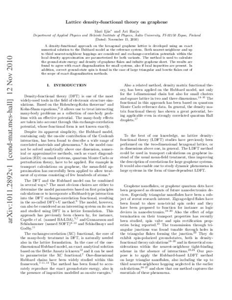Pdf Lattice Density Functional Theory On Graphene