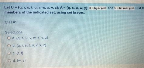 Solved Let U Q R S T U V W X Y Z A S U Chegg Com