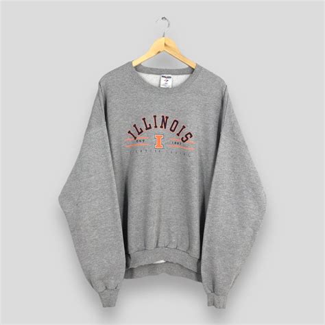 Vintage University Of Illinois Grey Sweatshirt 2xlarge Illinois