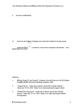Gas Laws Diffusion And Effusion Problem Set By Ted Baldwin TpT