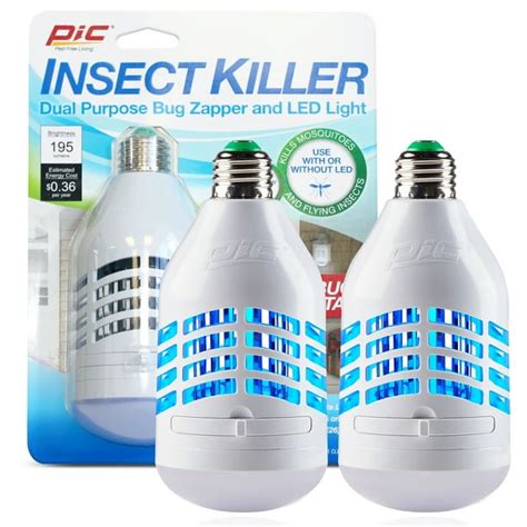 Pic Led Bug Zapper Light Bulb Mosquito Zapper Electric Insect Killer White 2 Pack