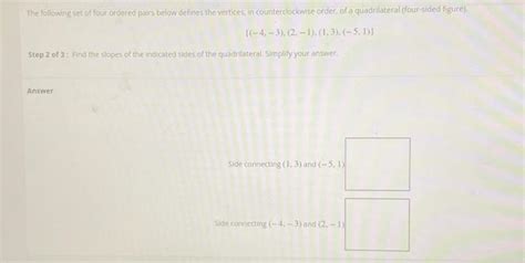 Solved The Following Set Of Four Ordered Pairs Below Defines