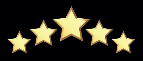 검은 바탕에 고립된 다섯 개의 황금색 별 등급 별 아이콘 검은 바탕 프리미엄 벡터