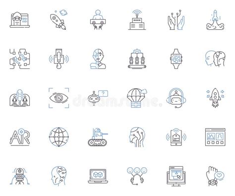 Modern Science Line Icons Collection Genetics Biotechnology Nanotechnology Ai Artificial
