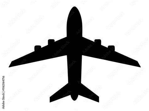Airplane Black Silhouette Vector Simple Silhouette Design Vector Icon