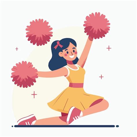 Premium Vector Vector Illustration Of Dancing Girl With Pom Poms