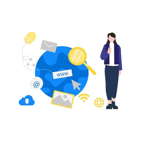Premium Vector The Girl Is Using WiFi