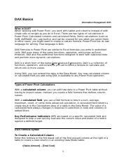 DAX Basics Docx DAX Basics Information Management What Is DAX When Working With Power