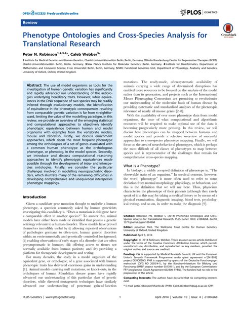 Pdf Phenotype Ontologies And Cross Species Analysis For Translational Research
