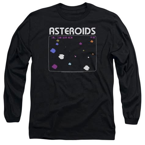 Atari Long Sleeve Shirt Asteroids Screen Black Tee T Shirt Atari Asteroids Screen Shirts