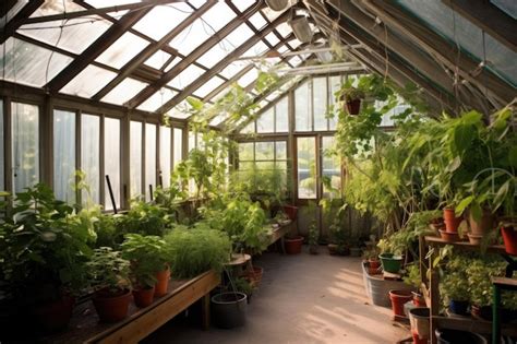 Premium Ai Image Greenhouse Temperature And Humidity Controls Created With Generative Ai