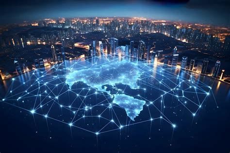 A Global Network A Futuristic Digital Rendering Of The World Interconnected By Glowing Lines