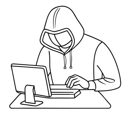 Premium Vector Single Line Drawing Of A Computer Hacker Stereotype In
