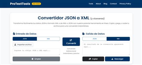 Protexttools Convertidor Json A Xml Online Y Gratuito