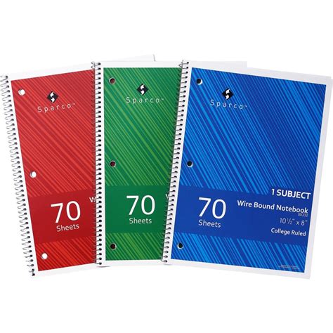 Sparco College Ruled Wire Bound Notebook Wire Bound 3 Holes 0