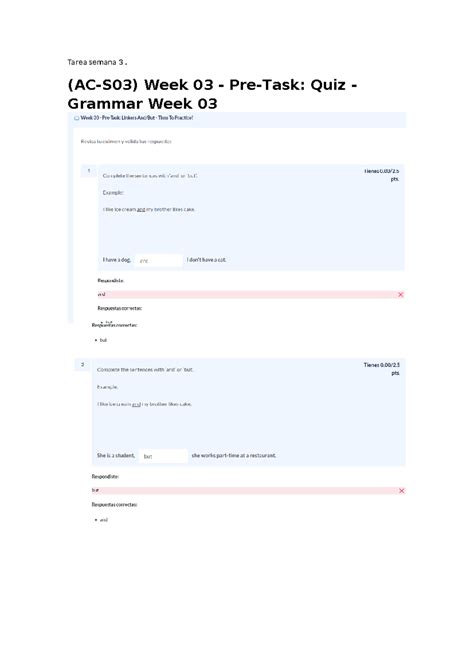 AC S Grammar Week Inglés Tarea semana AC S Week Pre Task Quiz