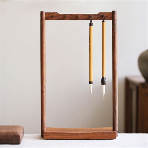 问心堂笔挂端门毛笔挂檀香黑檀木实木加厚笔架简约书房书法国画用品收纳挂毛笔摆件笔搁文房四宝笔架子毛笔挂 虎窝淘