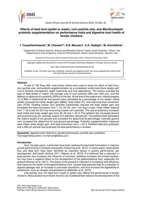 Pdf Effects Of Feed Form Pellet Or Mash Corn Particle Size And