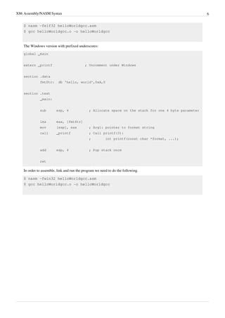 X Assembly Nasm Syntax Pdf