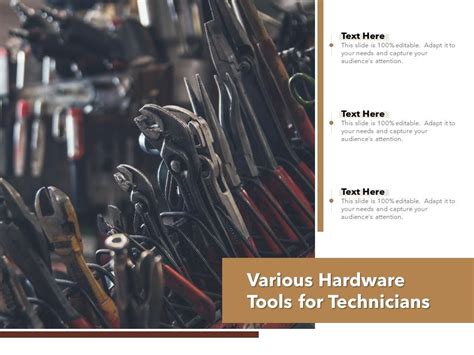 Various Hardware Tools For Technicians Ppt PowerPoint Presentation Professi