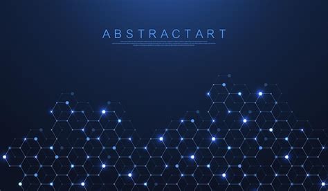 Premium Vector Technology Abstract Lines And Dots Connect Background With Hexagons Hexagons