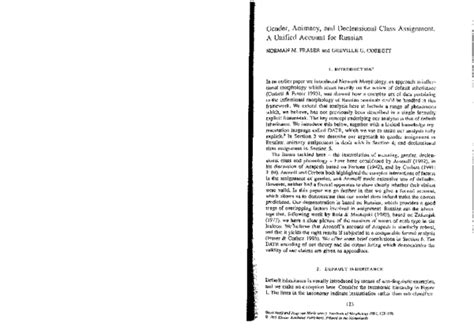 Pdf Gender Animacy And Declensional Class Assignment A Unified Account For Russian