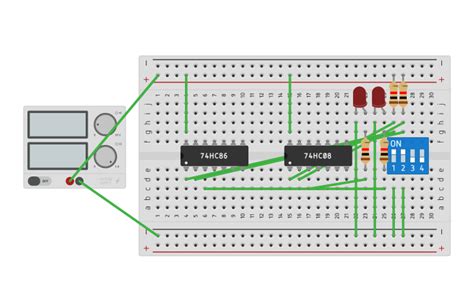 Circuit Design Half Adder Tinkercad