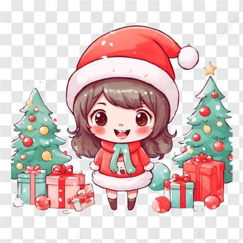 크리스마스 트리와 선물을 들고 있는 귀여운 만화 소녀 귀여운 만화 소녀 크리스마스 트리 선물 Png 일러스트 및 이미지 에 대한 무료 다운로드 Pngtree