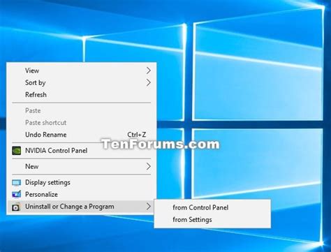 Uninstall Or Change A Program Context Menu Add In Windows Tutorials