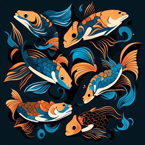Premium Vector Beautiful Exotic Fish Species Vector Concept Illustrations