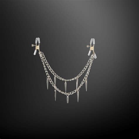 Nipple Clamps Rock Hard Nipple Clamps With Spike Metal Chain Fetish