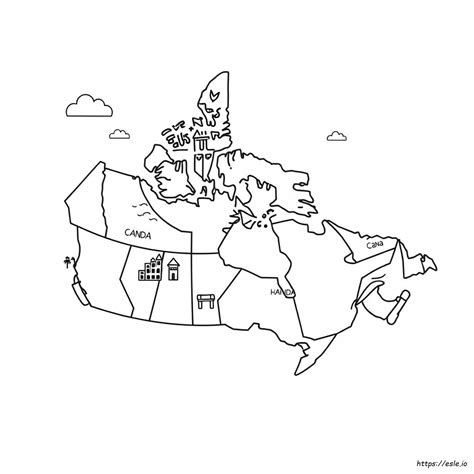 Kanada Haritası Boyama Sayfası