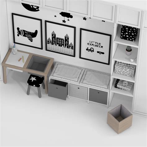 현대 스칸디나비아 키즈 룸 스터디 코너 3d 모델 15 Unknown Obj Max Free3d