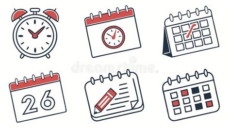 Clock And Calendar Icons Time Management For Schedule Designs Vector