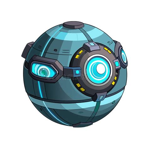 Futuristic Floating Orb Robot With Teal Lights And Sleek Design On