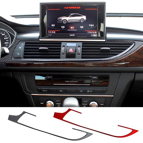 자동차 인테리어 중앙 제어 공기 배출구 탄소 섬유 스티커 장식 트림 자동차 액세서리 아우디 A6 C7 4g 2012 18 A7 Aliexpress