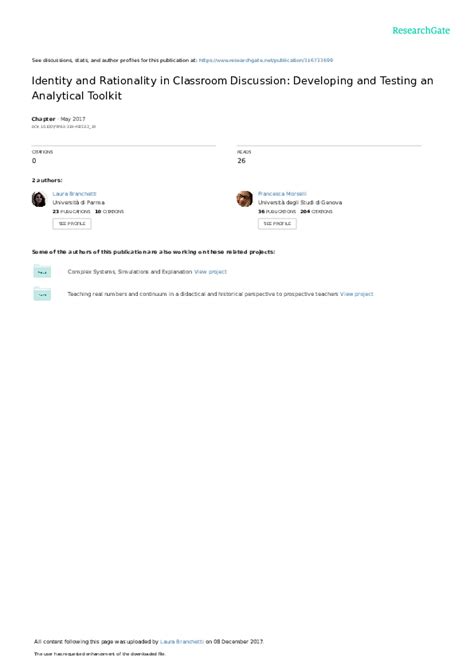 Pdf Identity And Rationality In Classroom Discussion Developing And