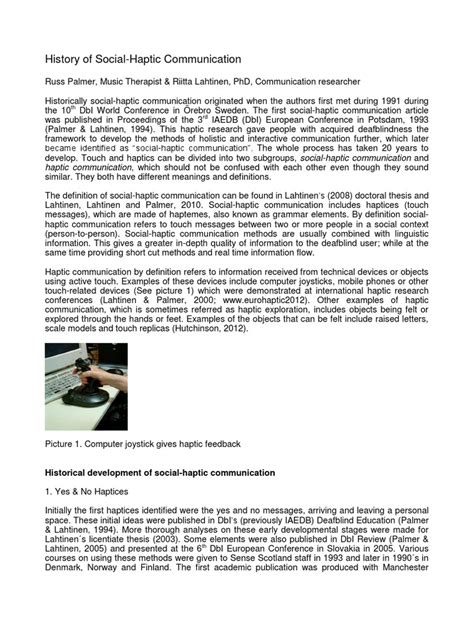History Of Social Haptic Communication With Examples Of Haptics