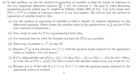 Solved 3 In This Problem We Use The Method Of Separation Chegg Com