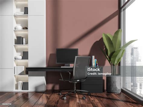 컴퓨터 창문이있는 비즈니스 인테리어 안락 의자 및 테이블 모형 0명에 대한 스톡 사진 및 기타 이미지 0명 3차원 형태 가구 Istock