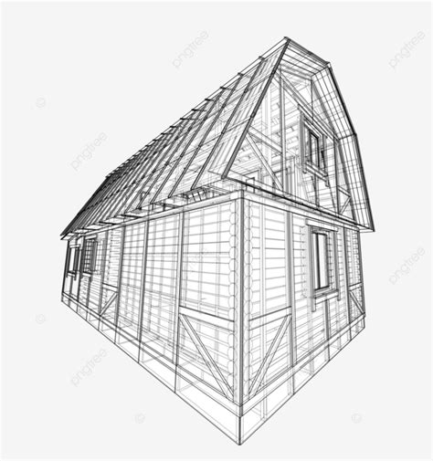 House Sketch Vector Rendering Of 3d Silhouette Project Architectural Vector Silhouette Project