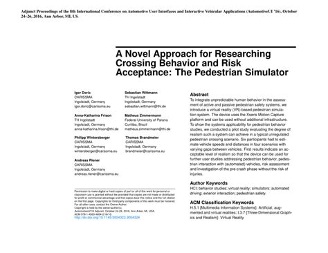 Pdf A Novel Approach For Researching Crossing Behavior And Risk