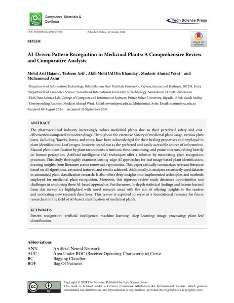 Pdf Ai Driven Pattern Recognition In Medicinal Plants A